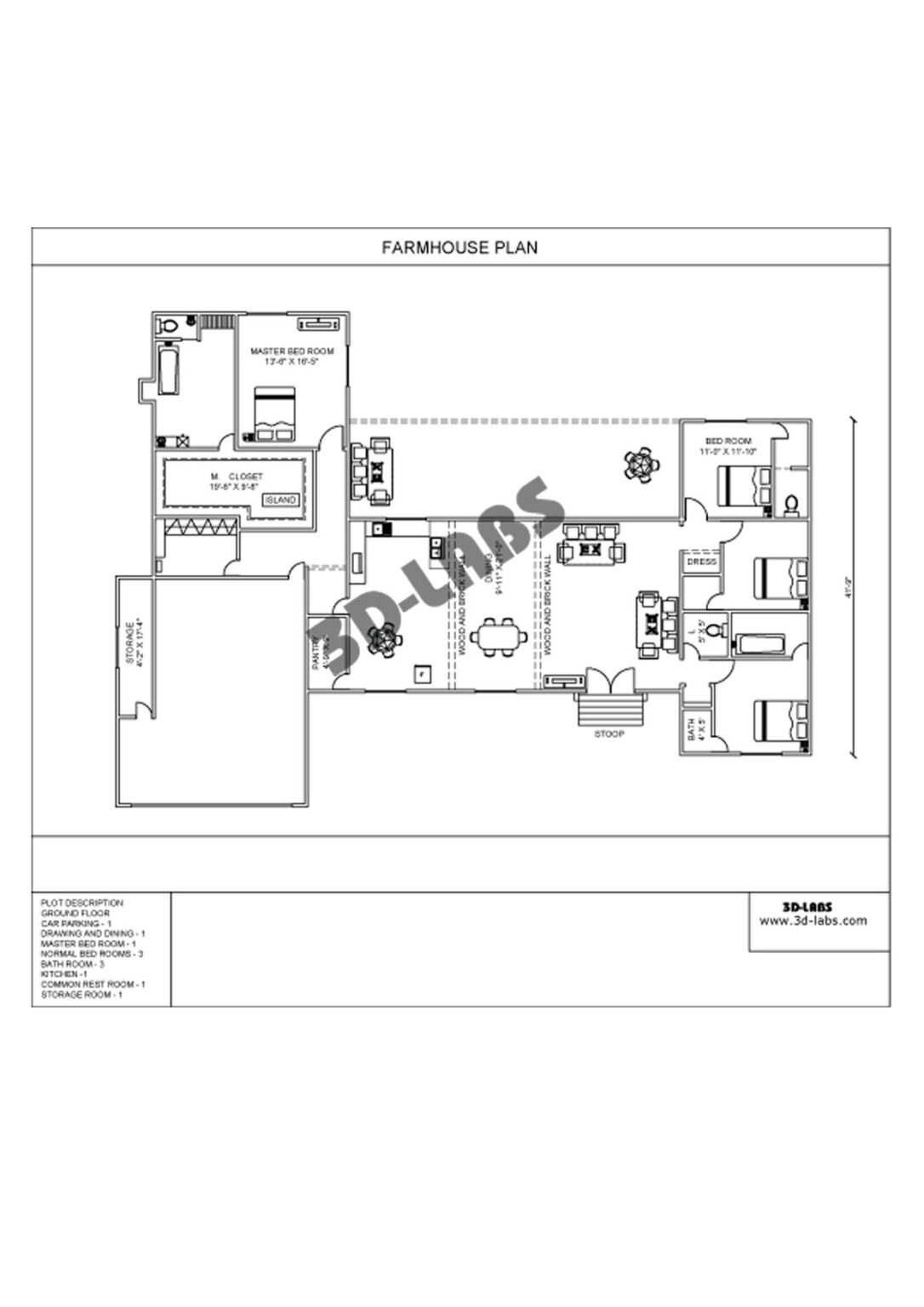 Farm House Plan 407 3D LABS Farm House Plan 407 3D LABS