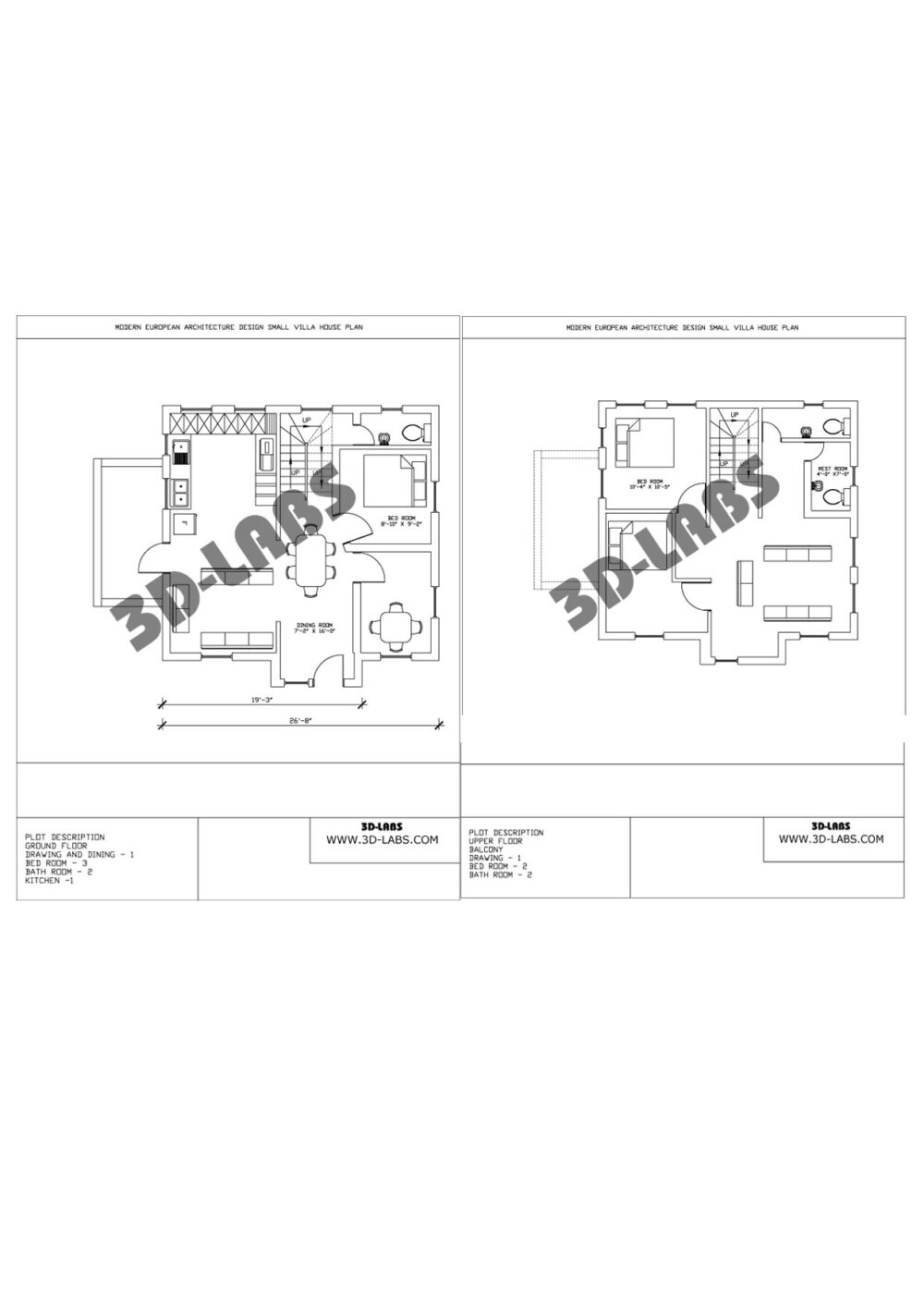Modern European Architecture House Plan-512: 3D LABS