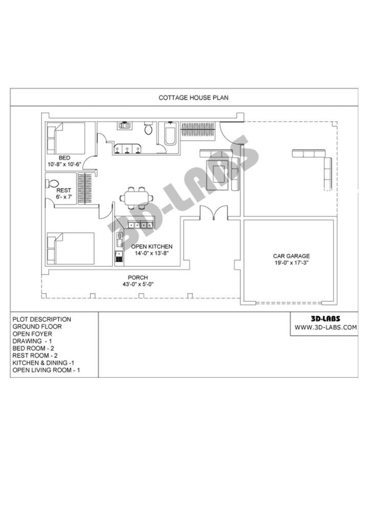 cottage house plan-603 - 3D-LABS
