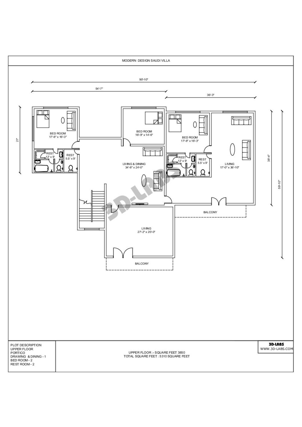 Normal villa plan and elevation :3D LABS