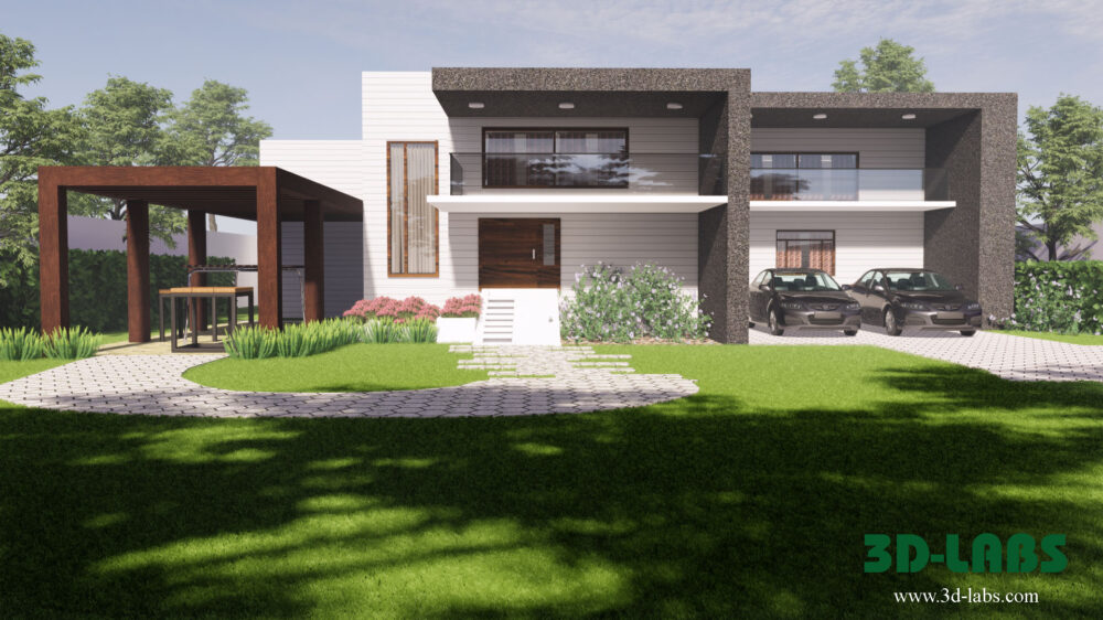 Normal villa plan and elevation :3D LABS