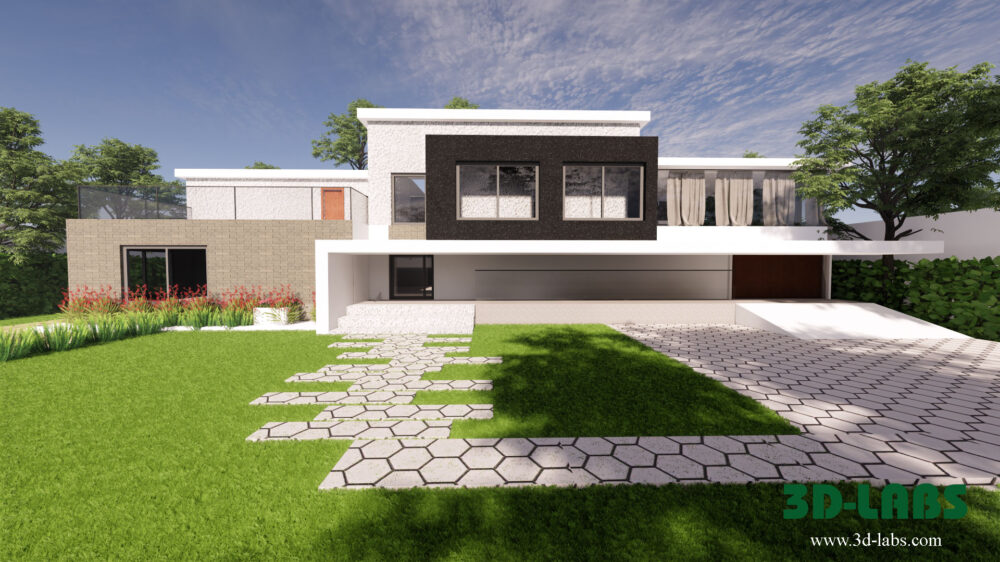 Normal villa plan and elevation :3D LABS