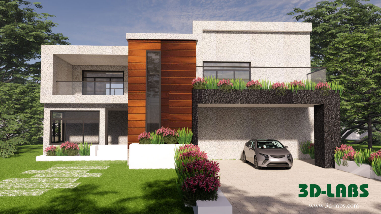 Normal villa plan and elevation :3D LABS