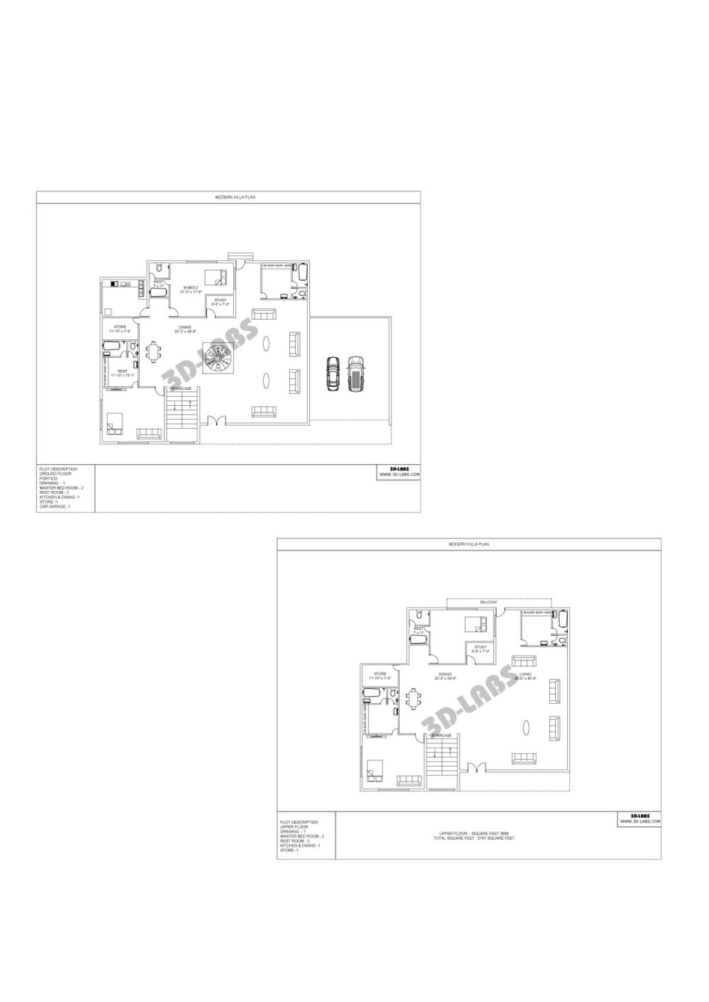 Normal villa plan and elevation :3D LABS