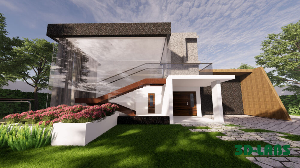 Normal villa plan and elevation :3D LABS