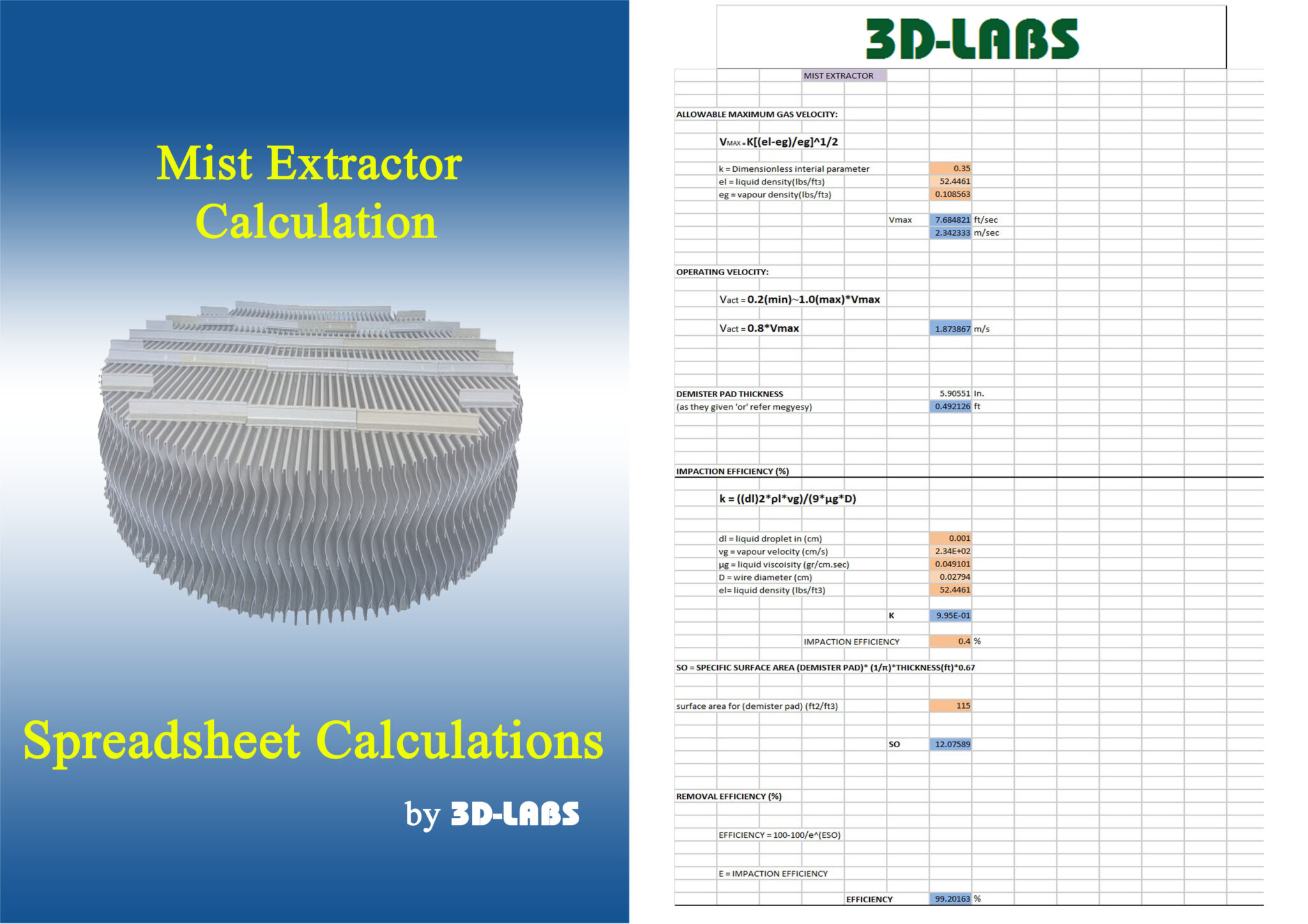 Mist Extractor Calculation: 3D LABS